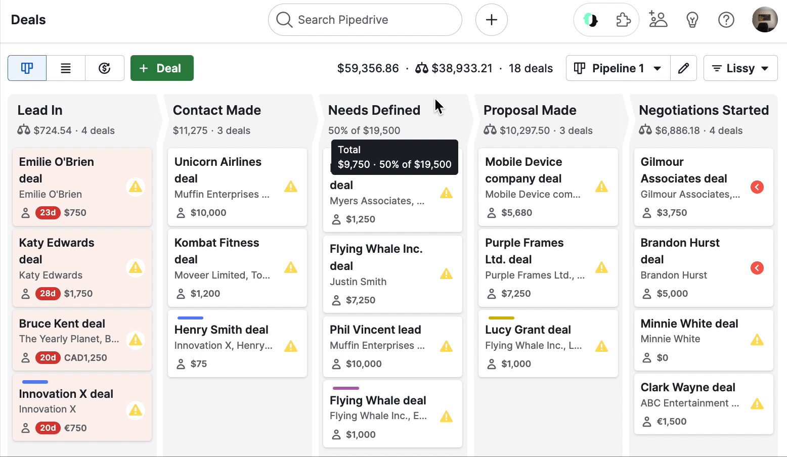 How Can I See Deals in a Different Pipeline?